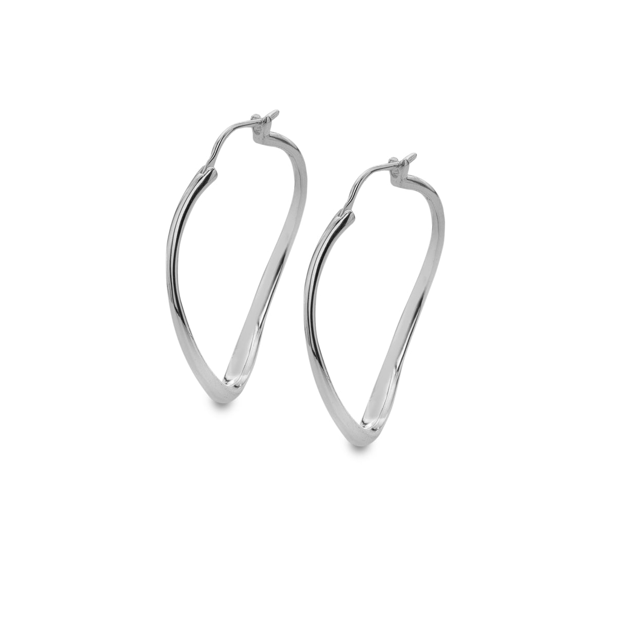Silver Organic Twisted Large Hoop Earrings - Ebb & Flow Cornish Seas Design