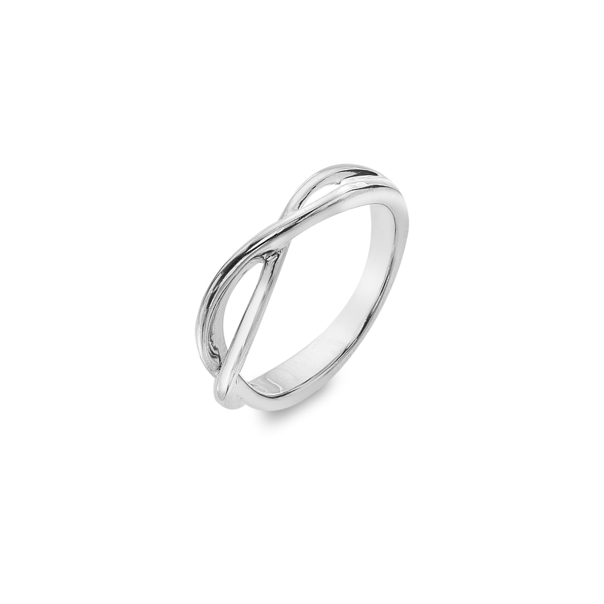 Silver Infinity Crossover Twist Ring - Minimalist Design & Polished Finish