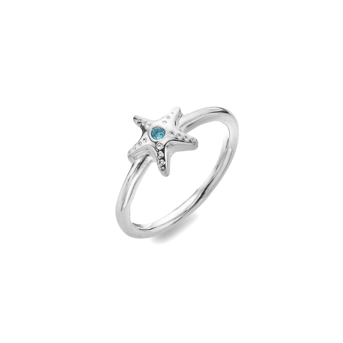 Starfish Ring - Sterling Silver with Blue Topaz Gemstone Centre
