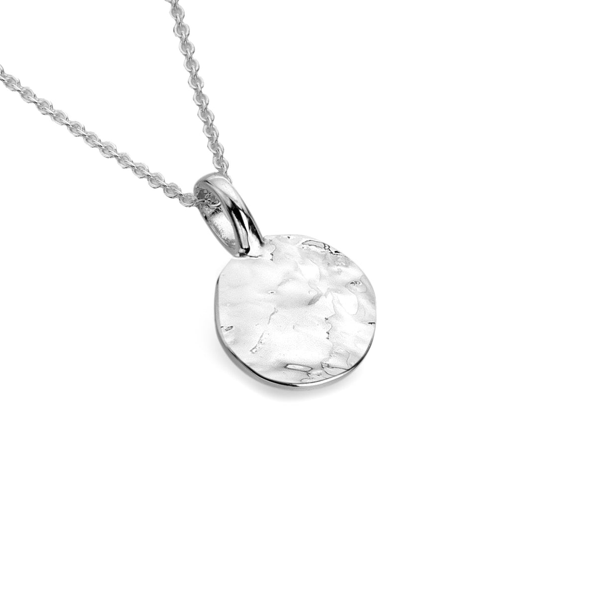 Mini Silver Rippled Texture Disc Pendant Necklace - Ocean Inspired ...