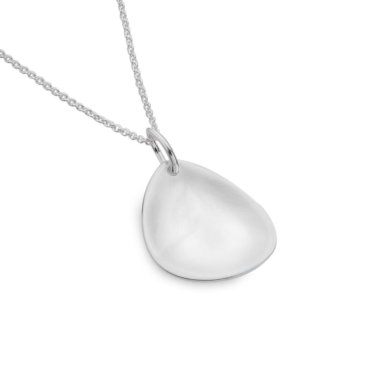 Silver Pebble Pendant Necklace - Cornish Coast Inspired Design - Engravable