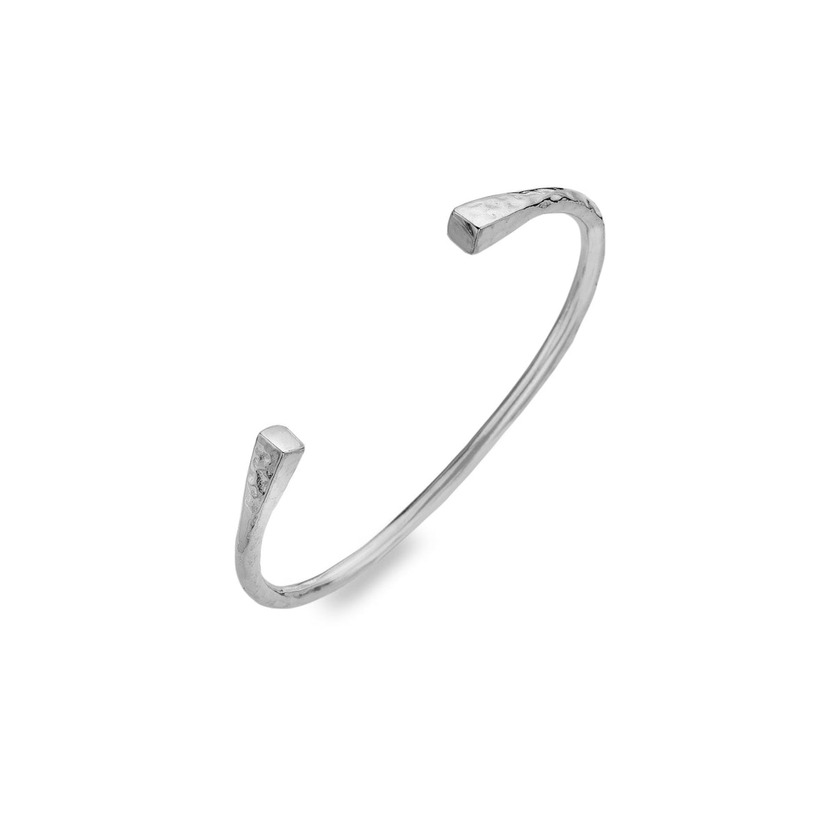 Textured Silver Square Ends Cuff Bangle