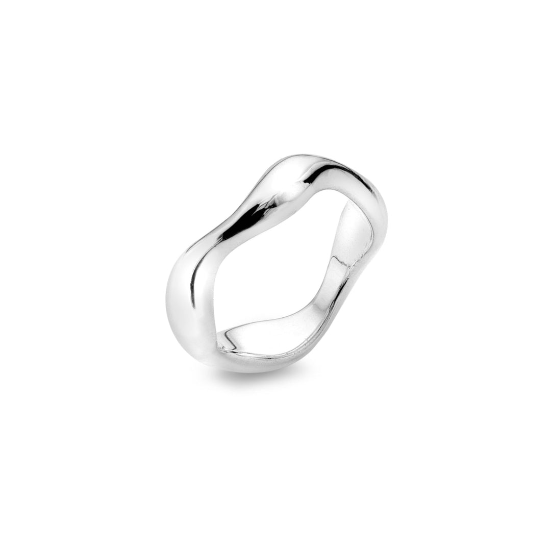 Silver Organic Fluid Curved Wavy Band Ring - Gulf Stream Design