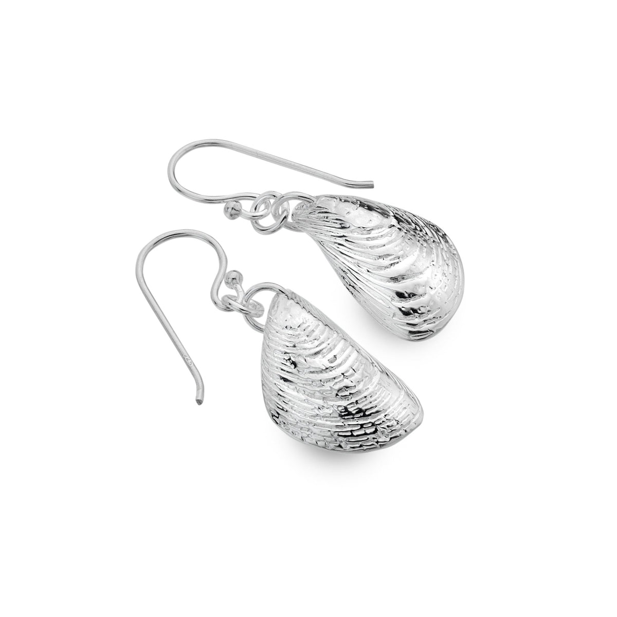 Mussel Shell Drop Earrings - Sterling Silver