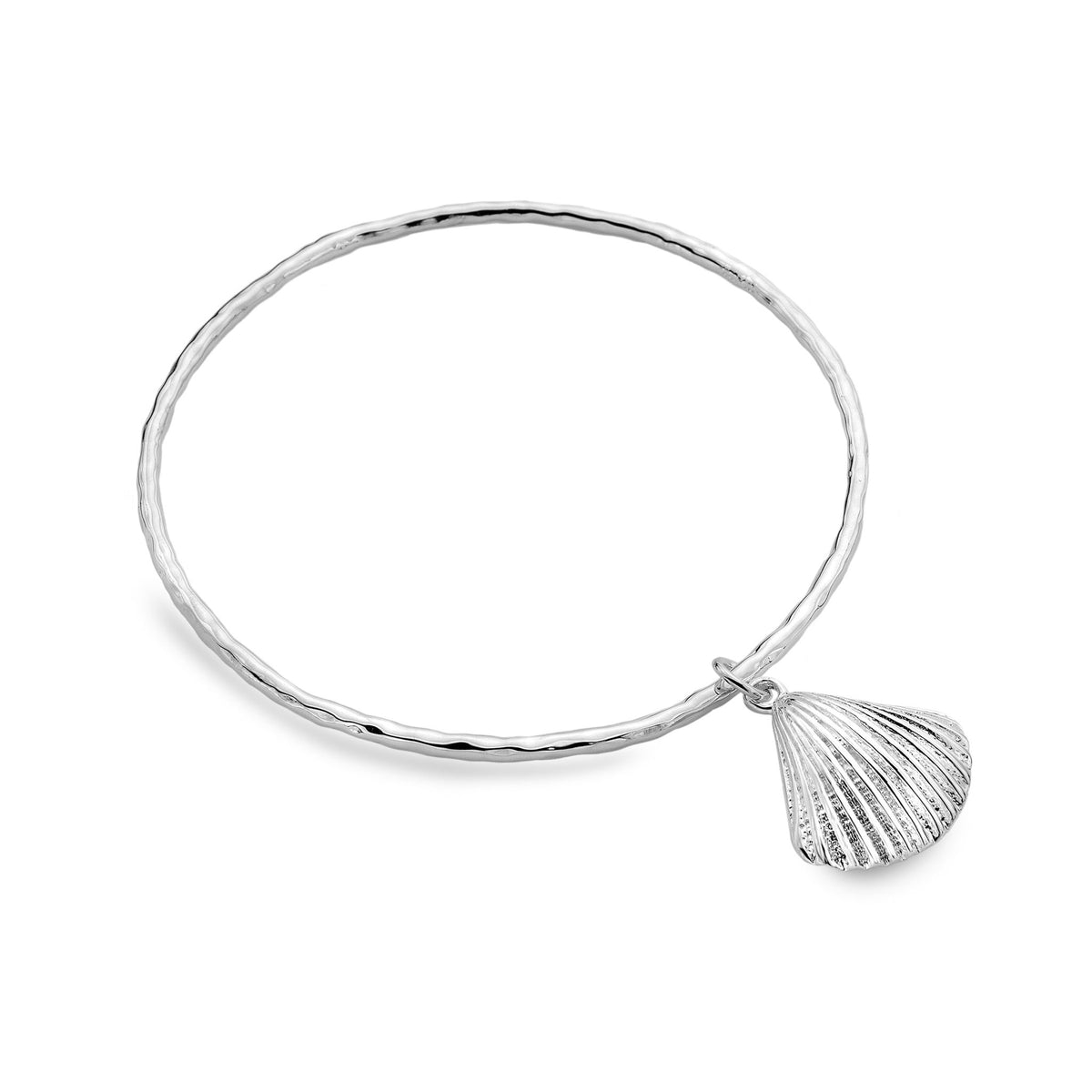 Scallop Shell Bangle, Sterling Silver, Designed in Cornwall, Handcrafted