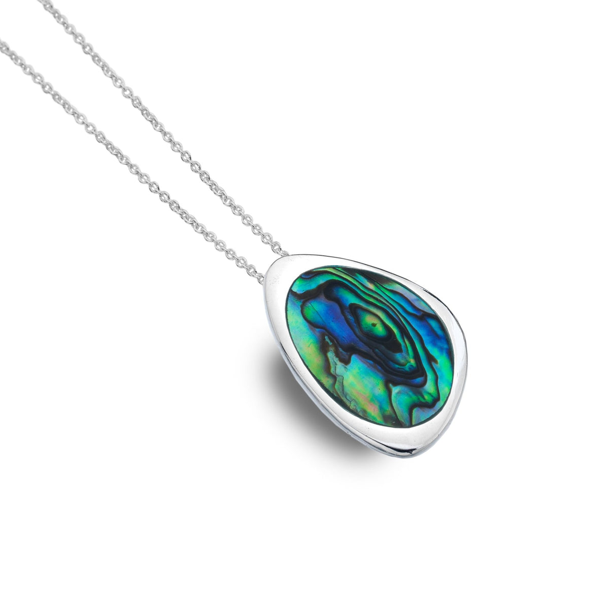 Paua Shell Pebble Pendant Necklace - Set in Silver Surround - Rockpool ...