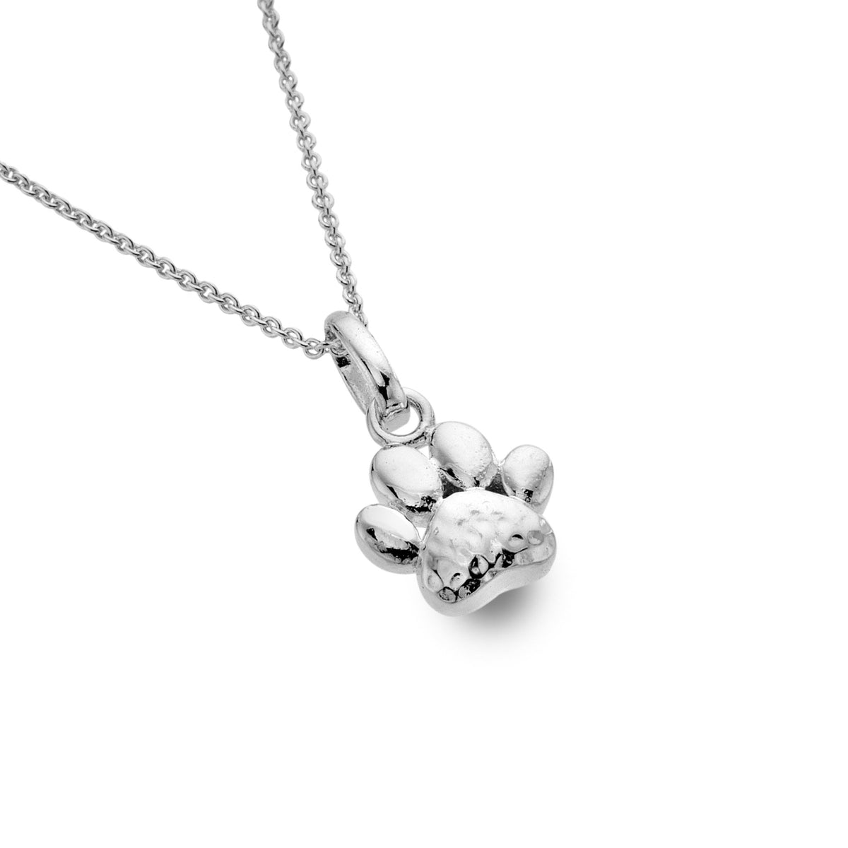 Silver Paw Print Pendant Necklace